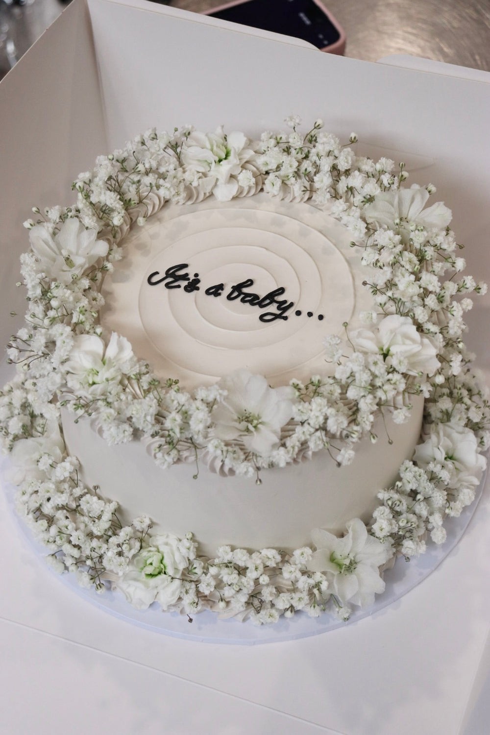 Babies Breath Flower Retro Cake - From $205